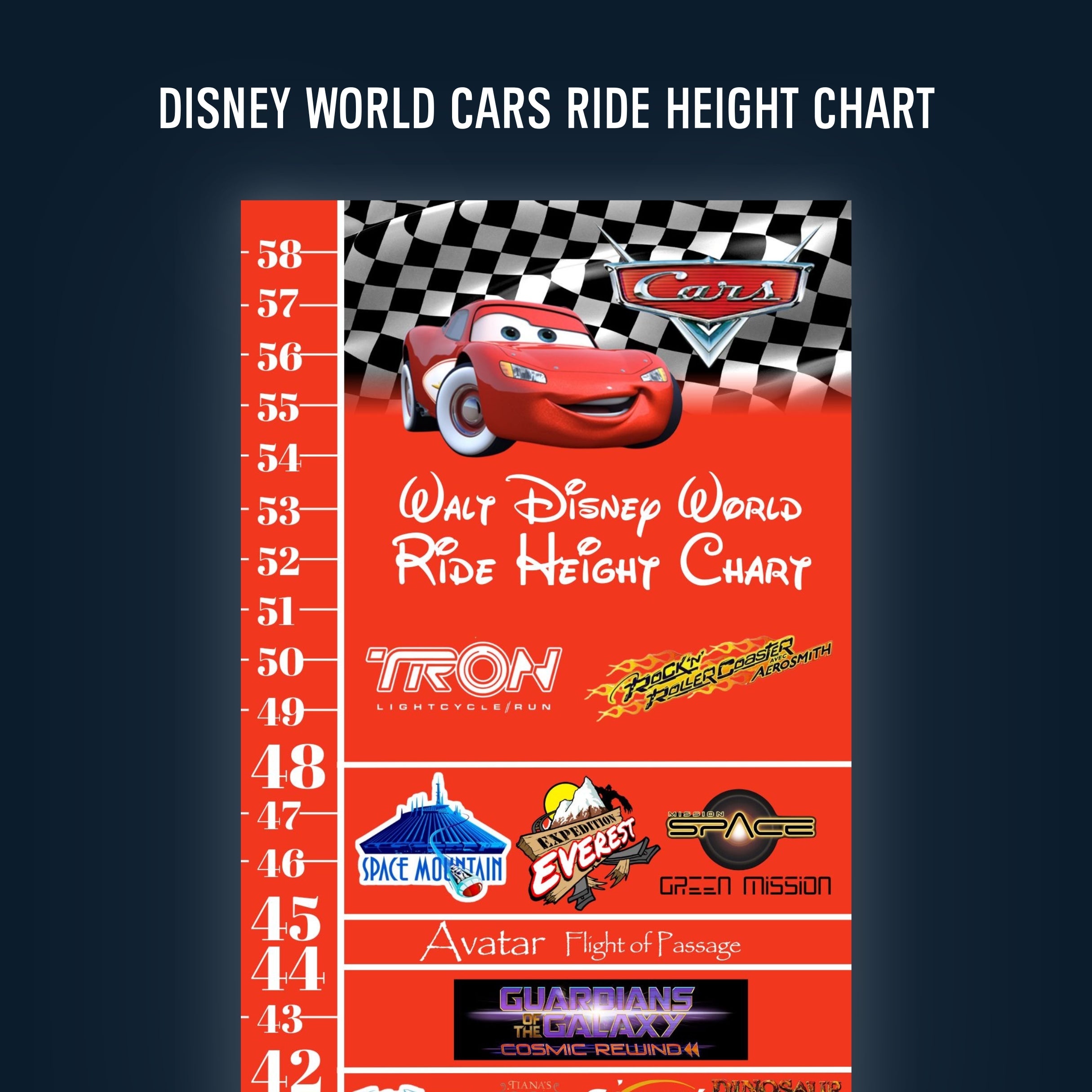 Walt Disney World Cars Ride Height Requirements Chart – Four Little Stars