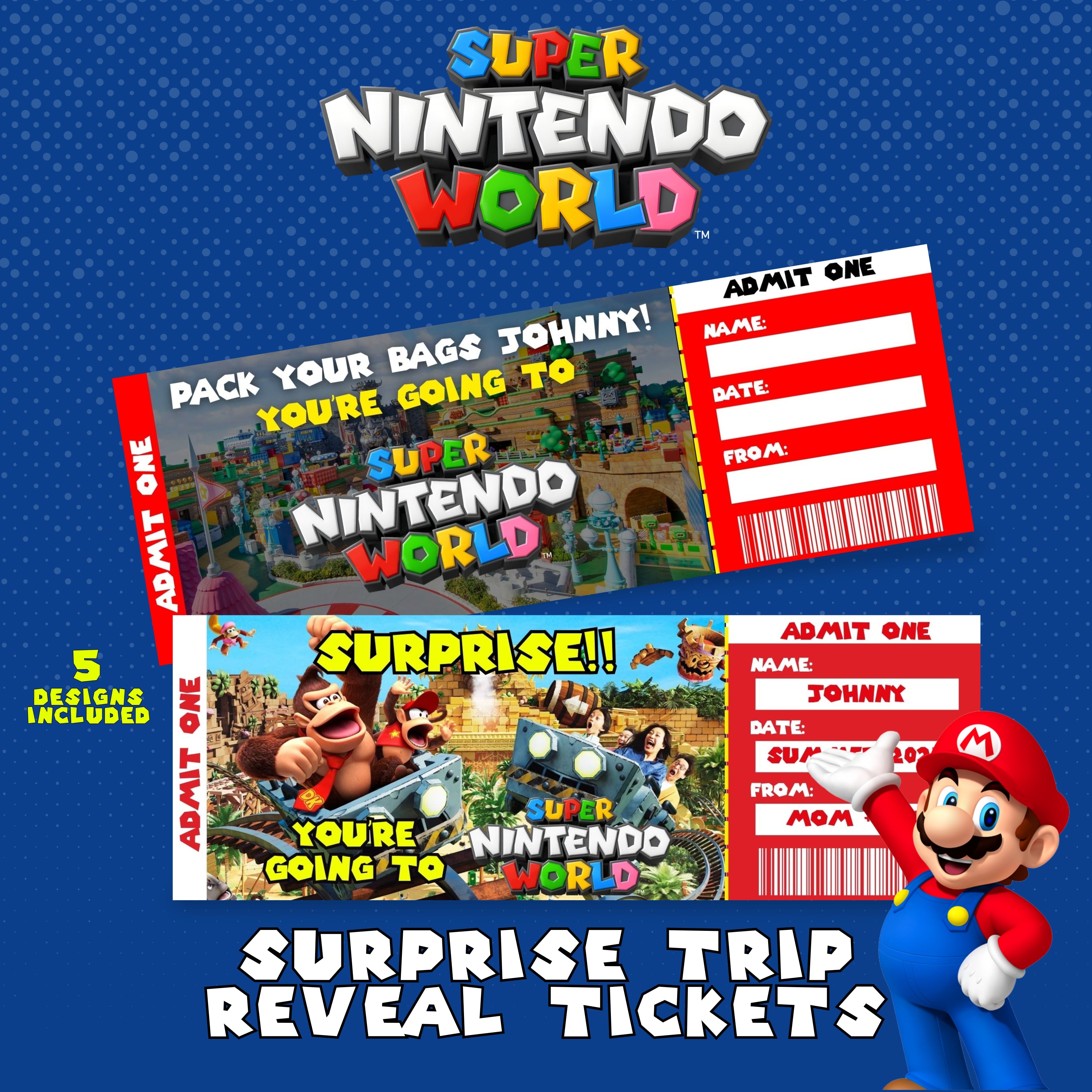 Super Nintendo World Surprise Ticket Templates – Editable Instant ...